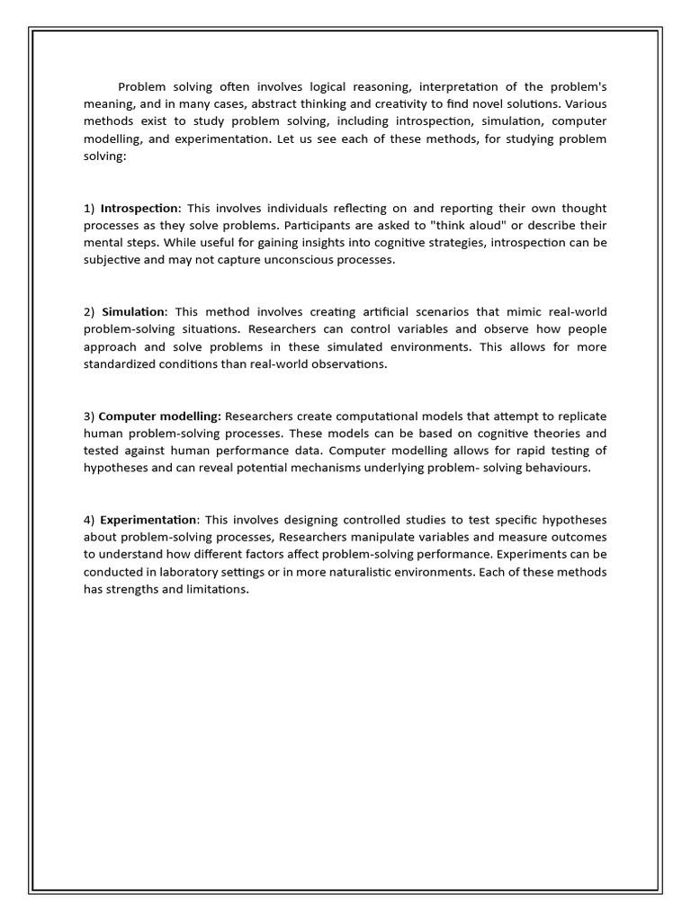 Methods To Study Problem Solving | PDF