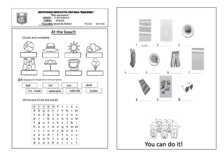 At The Beach Vocabulary | PDF