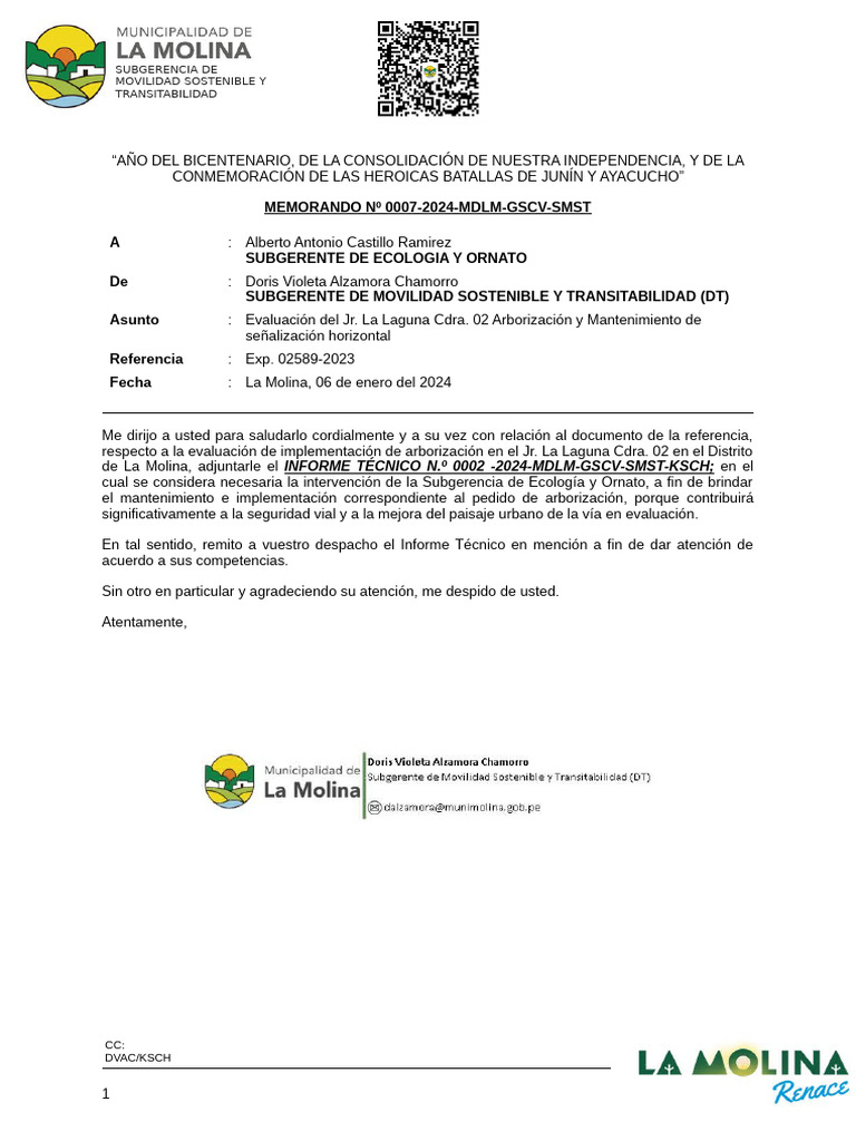 Memorando #0007-2024-MDLM-GSCV-SMST | PDF | Ciencia y matemáticas
