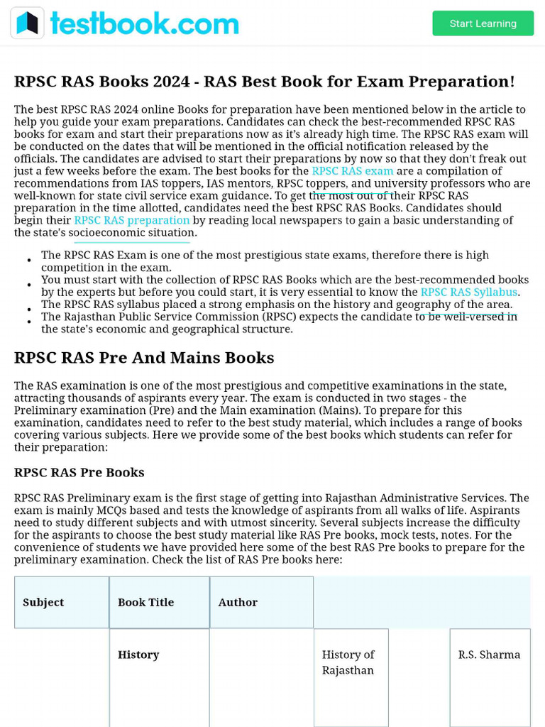 RPSC RAS Books 2024 - RAS Best Book For Exam Preparation! | PDF