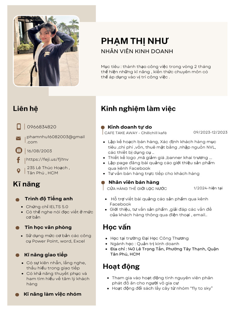 CV Pham Thi Nhu 1 | PDF