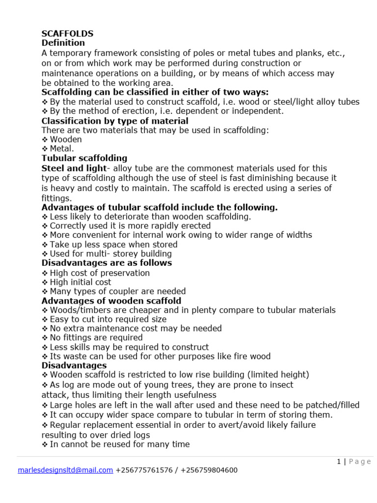 Scaffolding Types and Regulations Guide | PDF | Scaffolding | Masonry