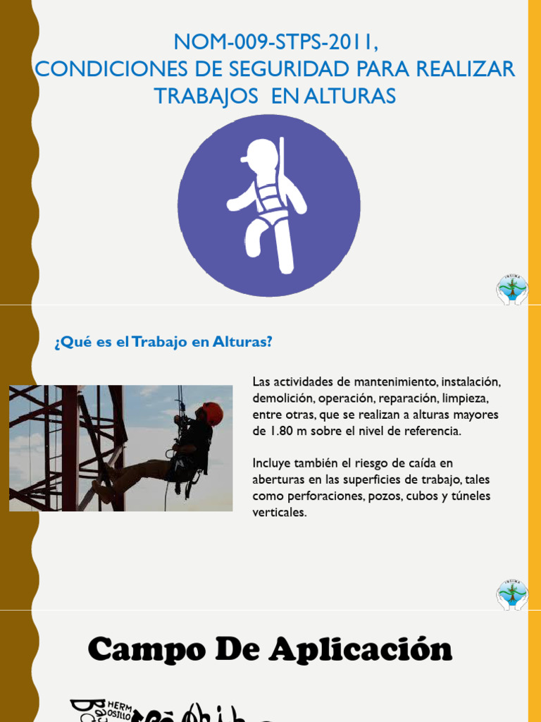 Nom 009 STPS 2011 | PDF | Andamio | Cinturón de seguridad