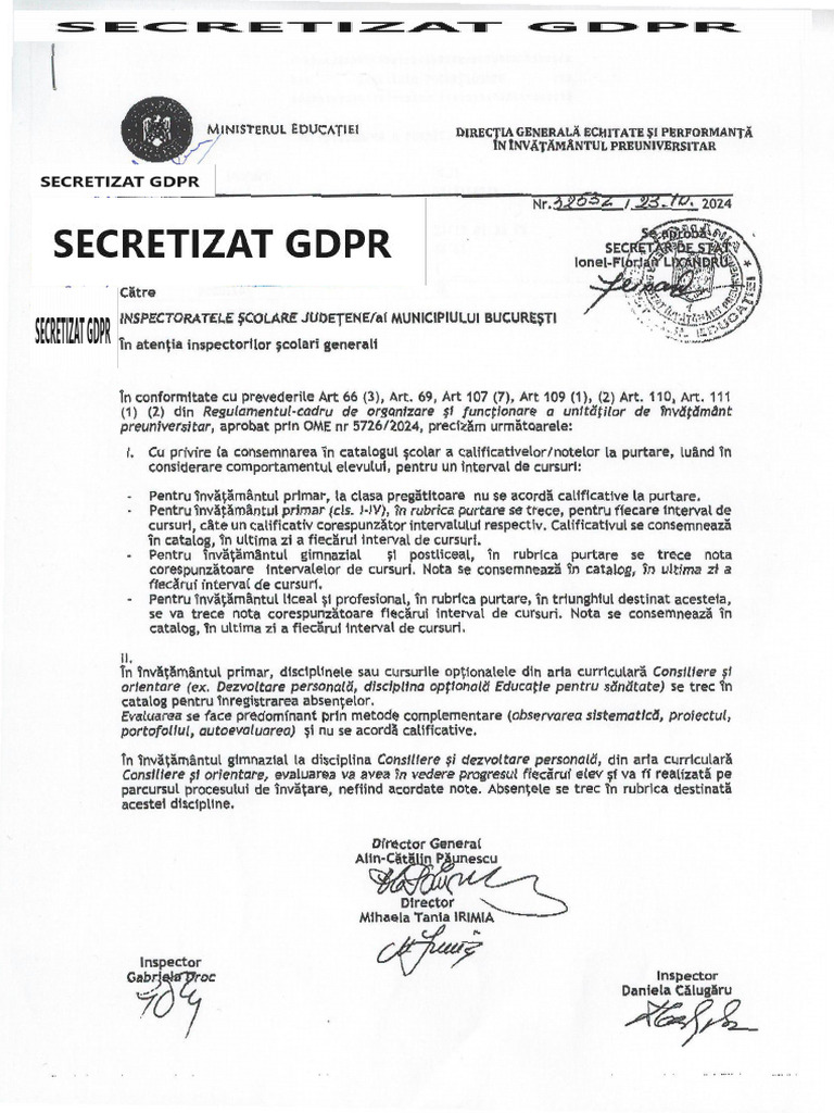 Note, Calificative La Purtare Si Discipline Optionale | PDF