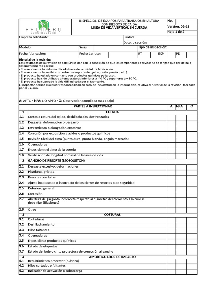 Inspección de Equipos de Altura | PDF