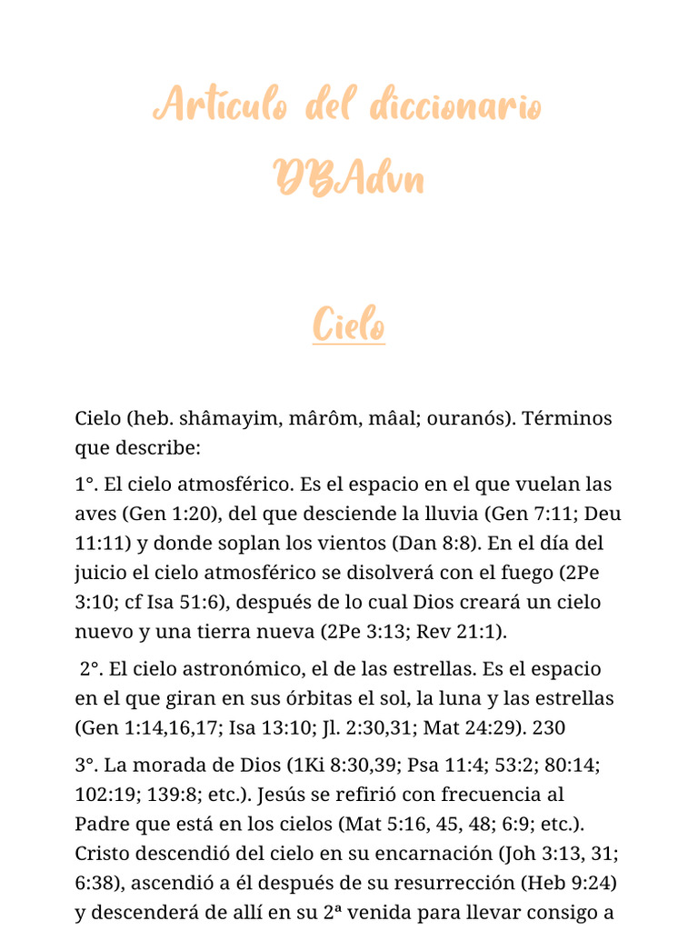 Definición y Significado del Cielo | PDF