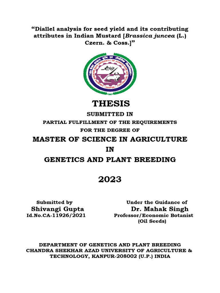 Shivangi Full Thesis | PDF | Heritability | Dominance (Genetics)