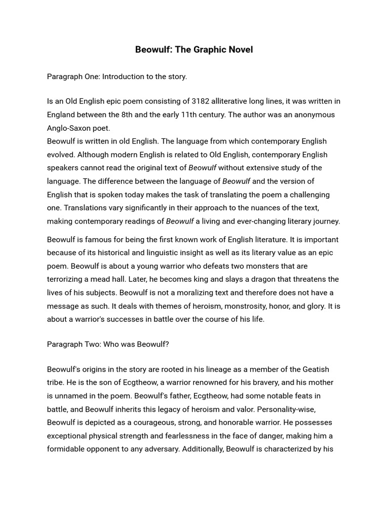 Beowulf: The Graphic Novel Overview | PDF | Beowulf | English Heroic ...