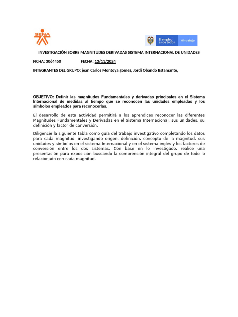Magnitudes Derivadas en el SI | PDF | Sistema Internacional de Unidades