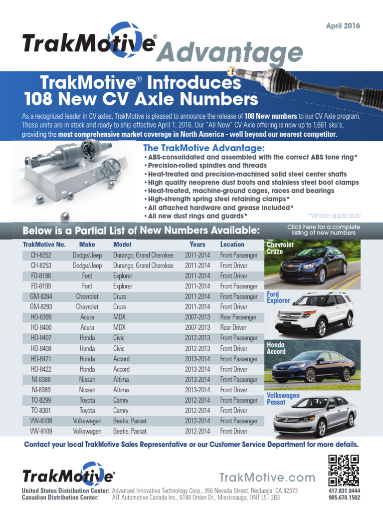TrakMotive NEW AXLES | PDF | Honda | Axle