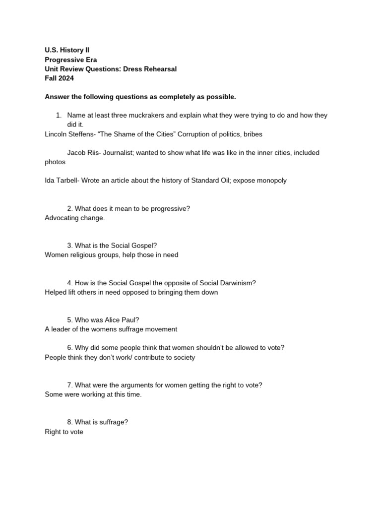 Jesse of Progressive Era Review | PDF