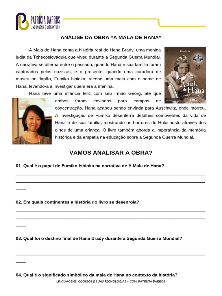 Análise da obra "A Mala de Hana" | PDF | O Holocausto | Campo de ...