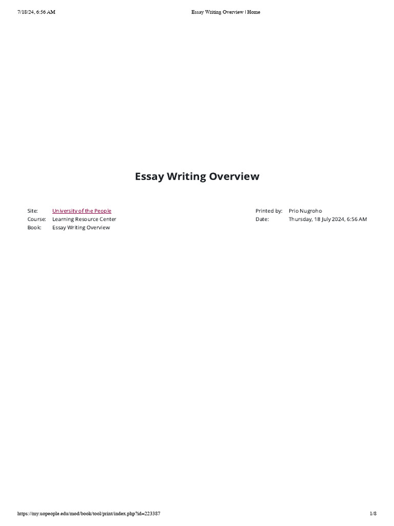 Essay Writing Overview - Home | PDF | Essays | Learning Styles