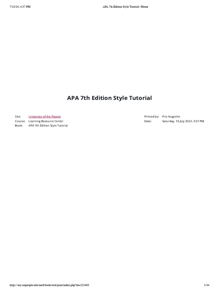 APA 7th Edition Style Guide | PDF | Apa Style | Citation