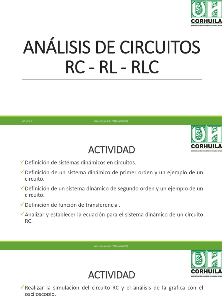 Análisis y Simulación de Circuitos RC, RL, RLC | PDF
