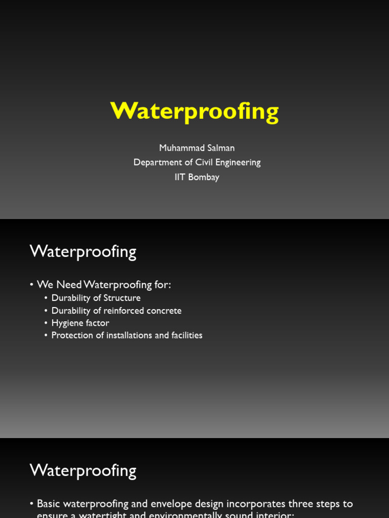 Water Proofing | PDF | Civil Engineering | Building Technology