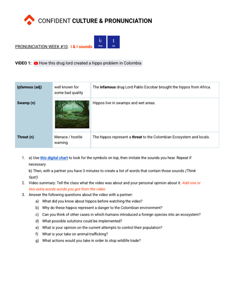 Pronunciation and Culture Week | PDF