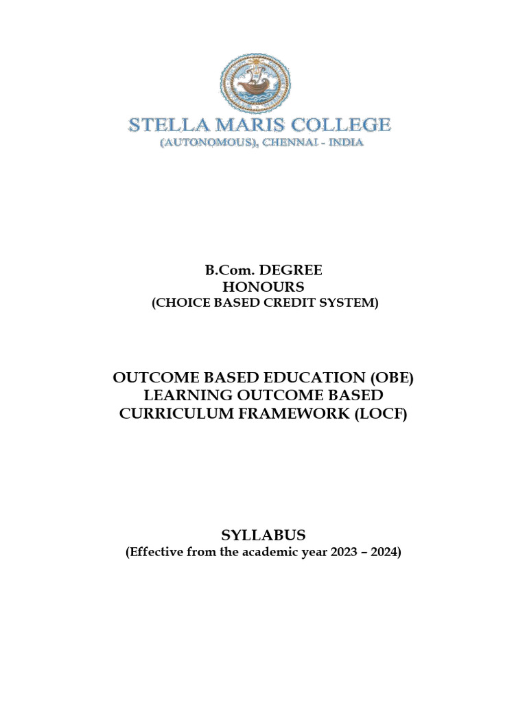 B.Com. Honours Syllabus 2023-2024 | PDF | Limited Liability Partnership | Business