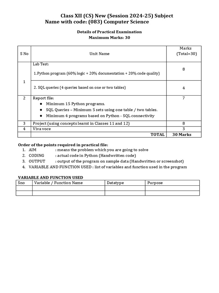 D XII CS Practical List 2024-25 | PDF | Filename | Comma Separated Values