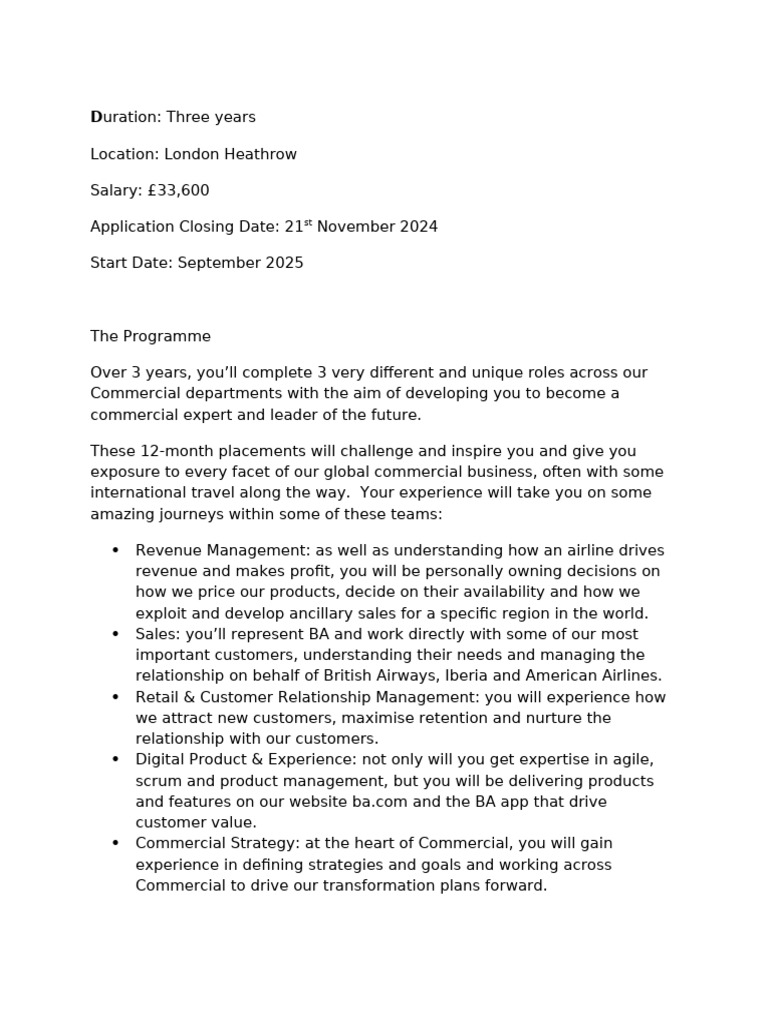 BA Graduate Scheme Opportunity | PDF | Business | Economies