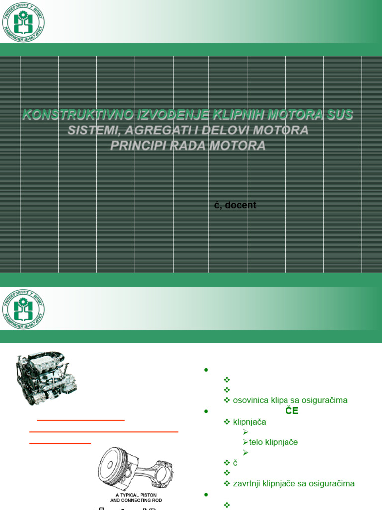 Principi Rada, Delovi I Sistemi Motora SUS 2022 | PDF