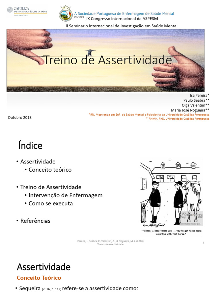 Treino Assertividade Comunicaao Oral Bragana 18 | PDF | Saúde mental | Psiquiatria