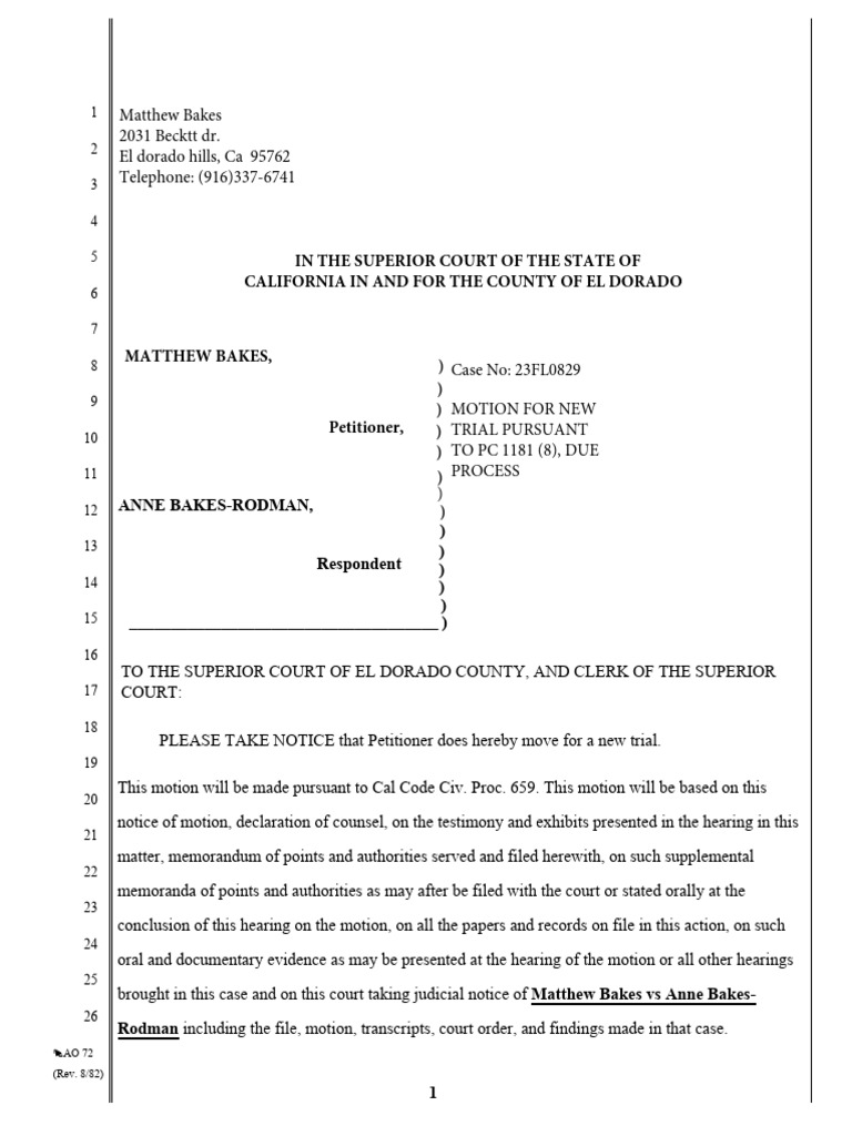 Tro Motion For A New Trial | PDF | Perjury | Legal Procedure