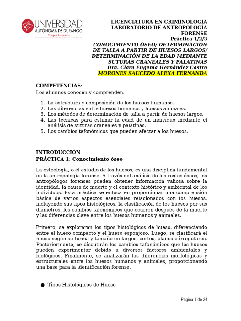 Práctica Alexa Fernanda Morones Saucedo Criminología Uad | PDF | Cráneo ...