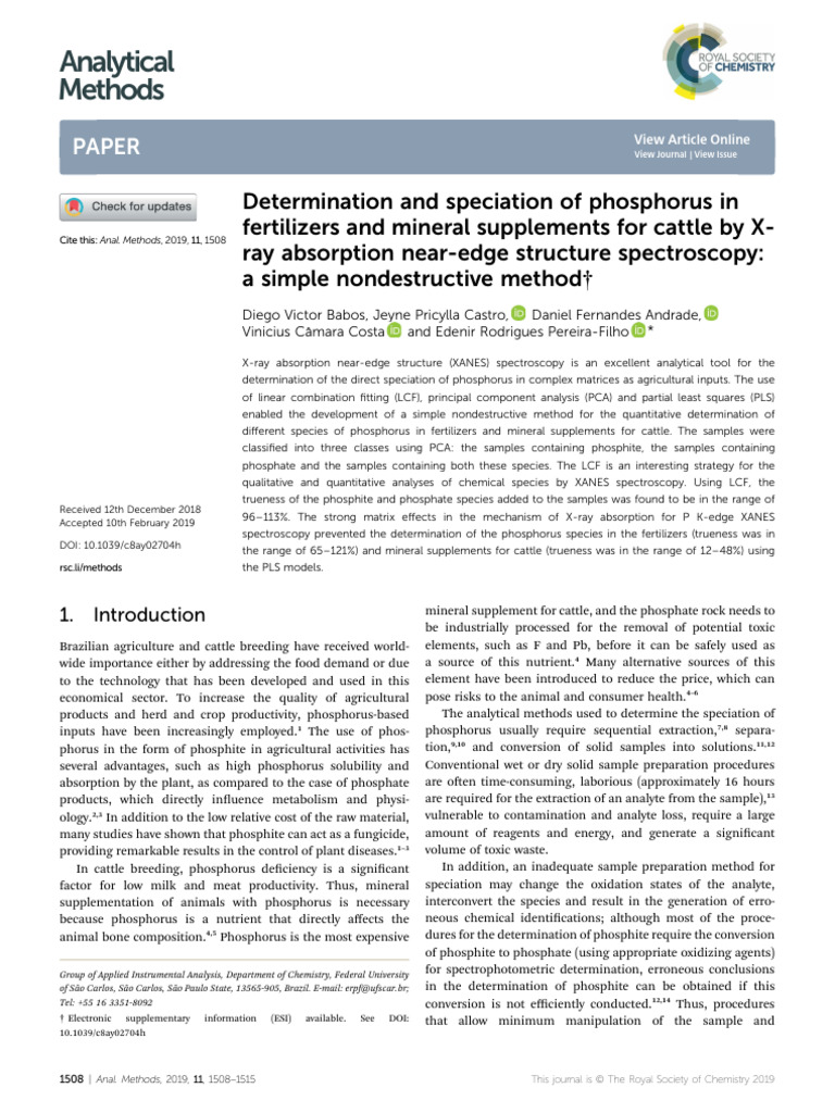 Determination and Speciation of Phosphorus in | PDF | Principal ...