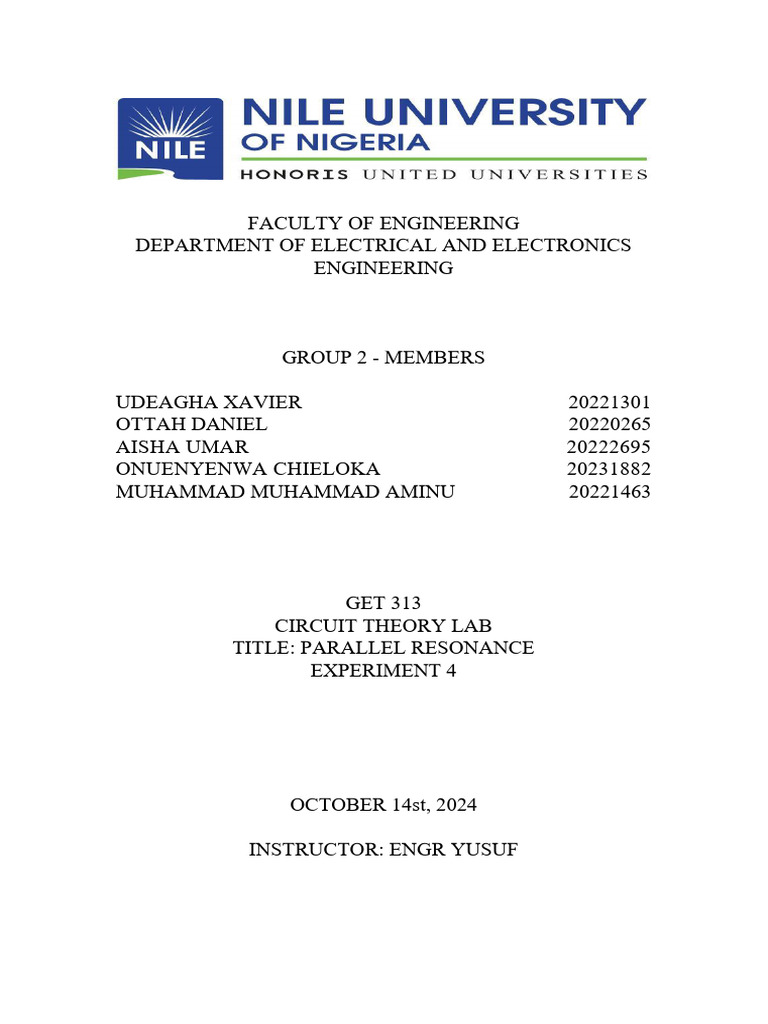 Parallel Resonance Circuit Analysis | PDF | Resonance | Inductor