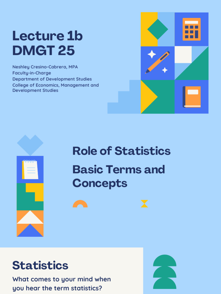 Lecture 1b DMGT 25 Statistics Compressed | PDF | Statistics | Level Of Measurement
