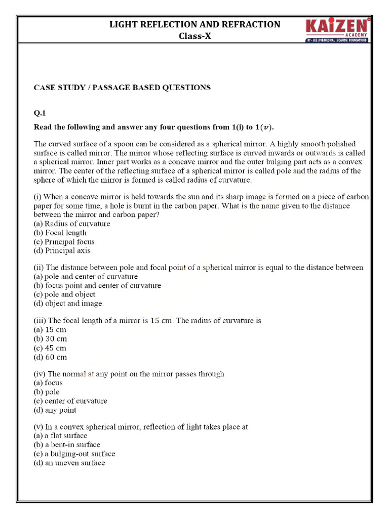 Class 10 Physics: Light Concepts | PDF