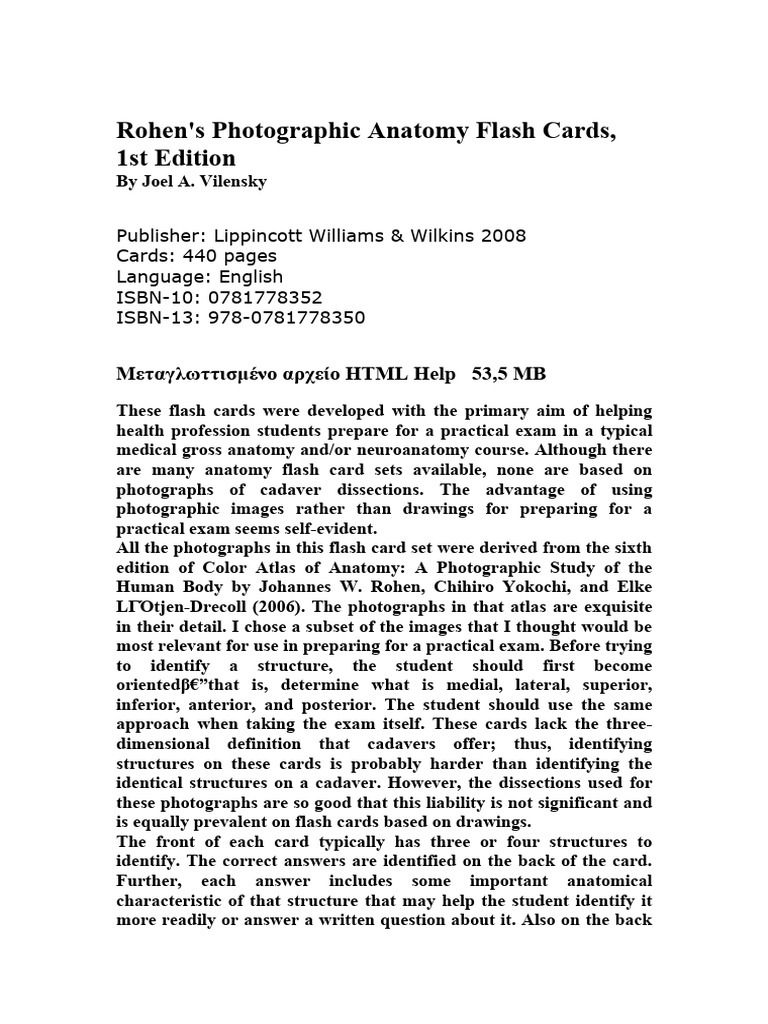 Rohenx27s Photographic Anatomy Flash Cards 2008 Masternikos 3 PDF Free ...