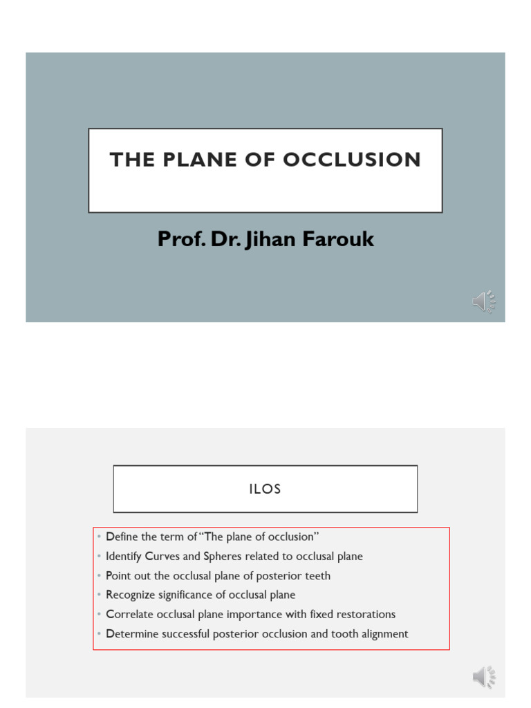 Occlusion Plane Essentials | PDF | Dentistry Branches | Dental Anatomy