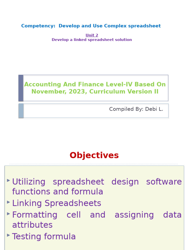 Ch-2 - Develop and Use Complex Spreadsheet (LSA ACF4) | PDF | Spreadsheet | Microsoft Excel