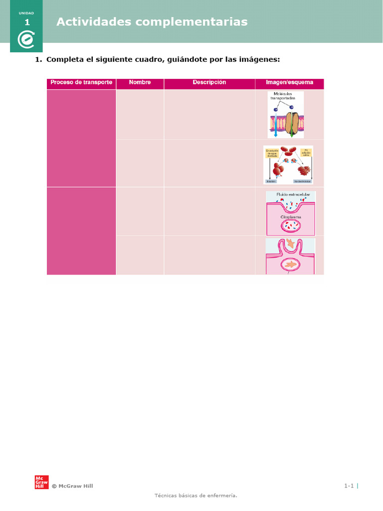 Actividades Complementarias: 1. Completa El Siguiente Cuadro, Guiándote Por Las Imágenes | PDF ...