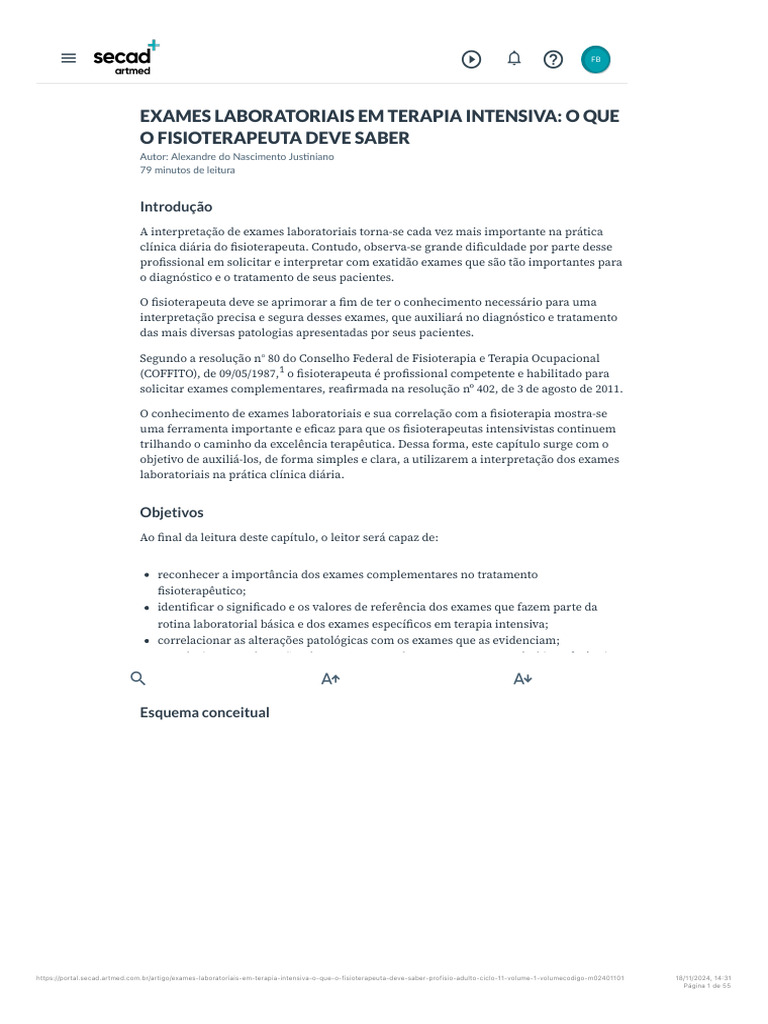 EXAMES LABORATORIAIS EM TERAPIA INTENSIVA- O QUE O FISIOTERAPEUTA DEVE SABER - S (1) | PDF ...