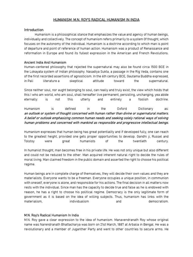 MN Roy | PDF | Humanism | Free Will
