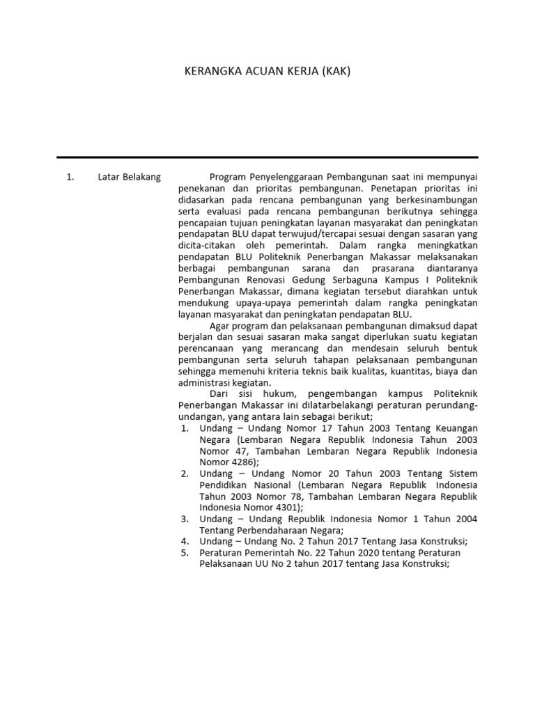 Kak Renovasi Gedung Serbaguna 2024 | PDF | Pengelolaan Keuangan & Uang