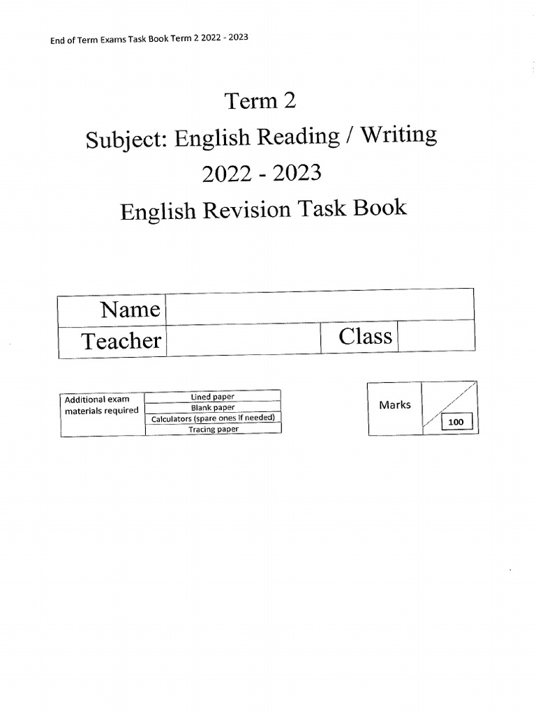 English Tasks Book 2022 - 2023 | PDF