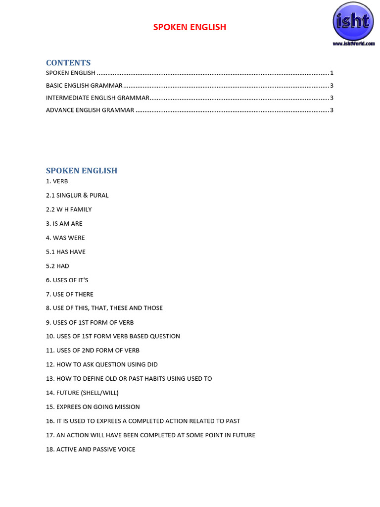 Spoken English | PDF | English Grammar | Verb