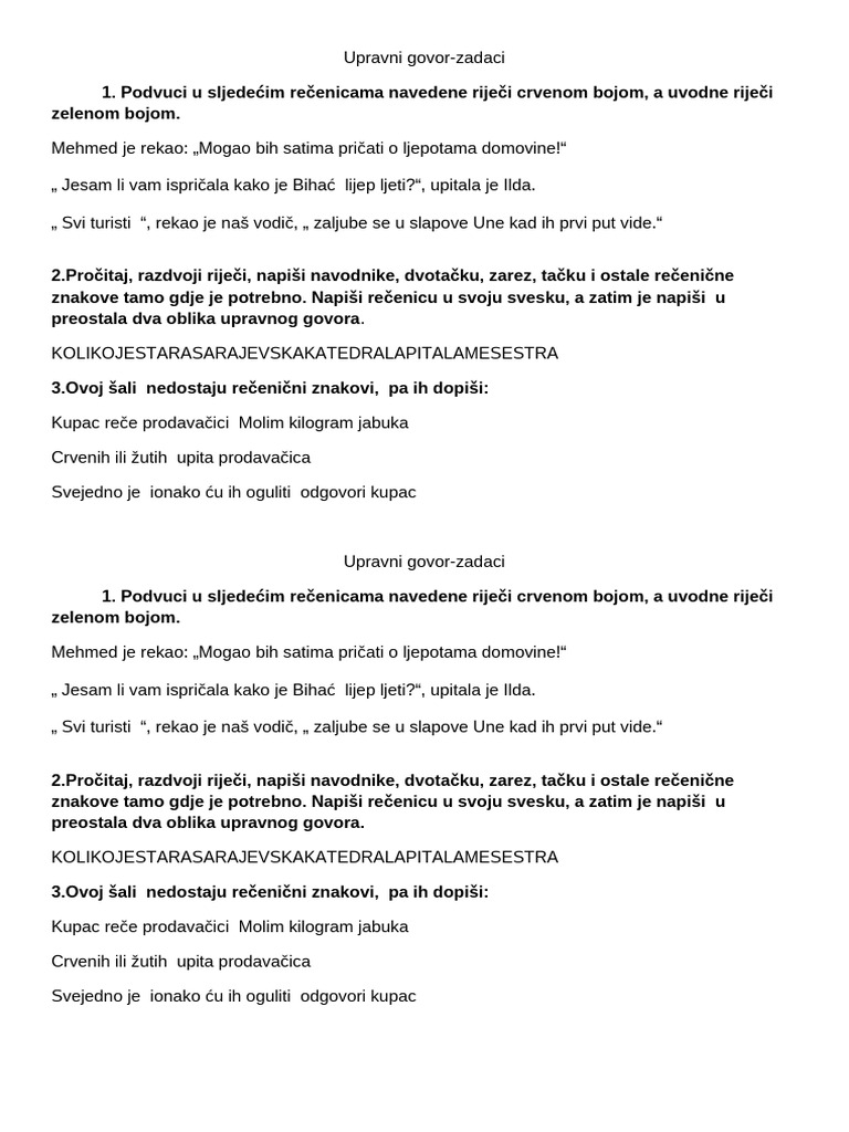 Upravni Govor Listić | PDF