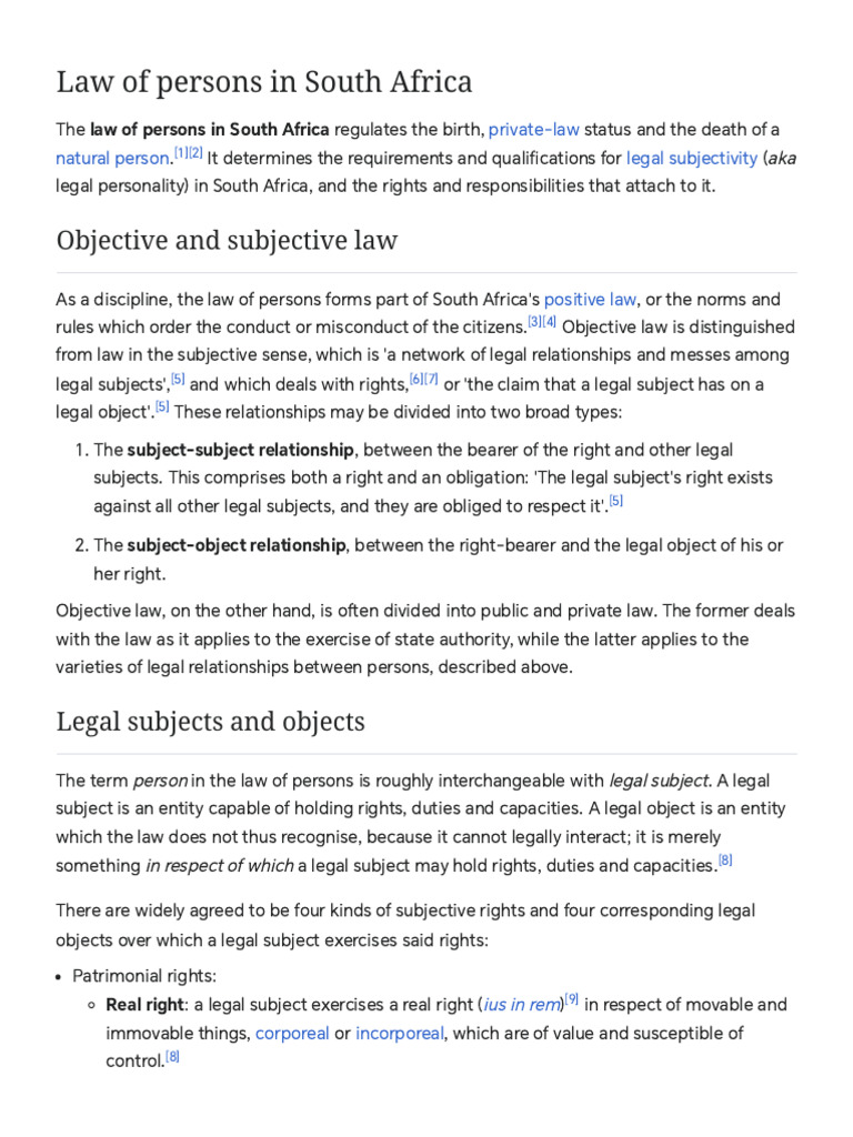 Understanding South Africa's Law of Persons | PDF | Intestacy | Justice