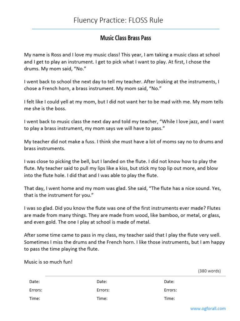 FLOSS Fluency Story Free | PDF | Art