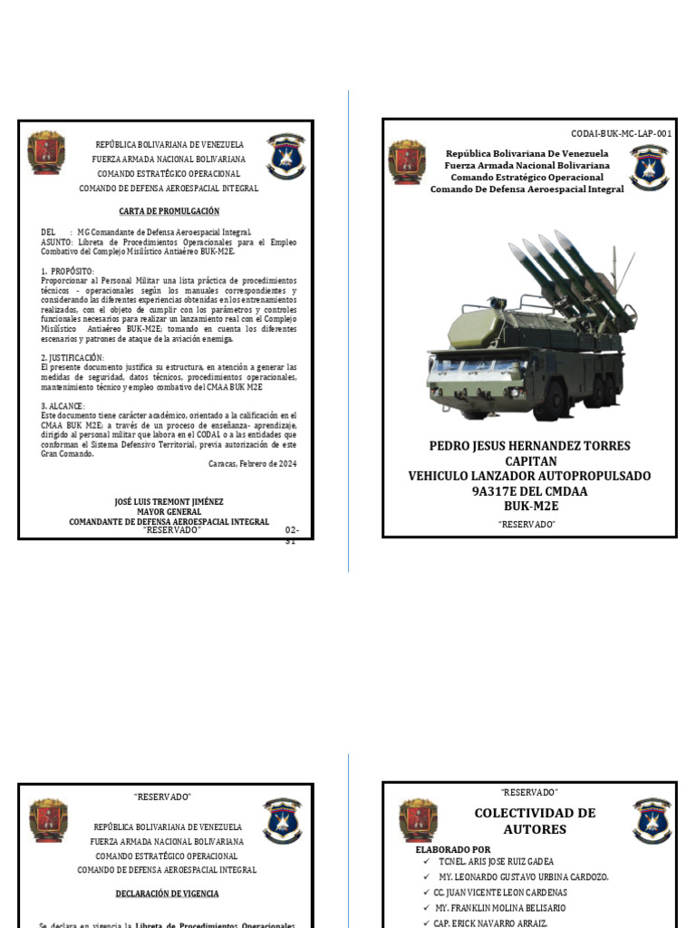 Libreta De Procedimientos Operacionales Buk M2e Lap 001 Pdf Misil