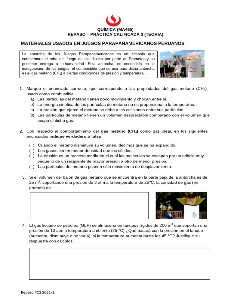 Repaso PC3 - Teoria - 2021 | PDF | Gases | Ácido sulfúrico