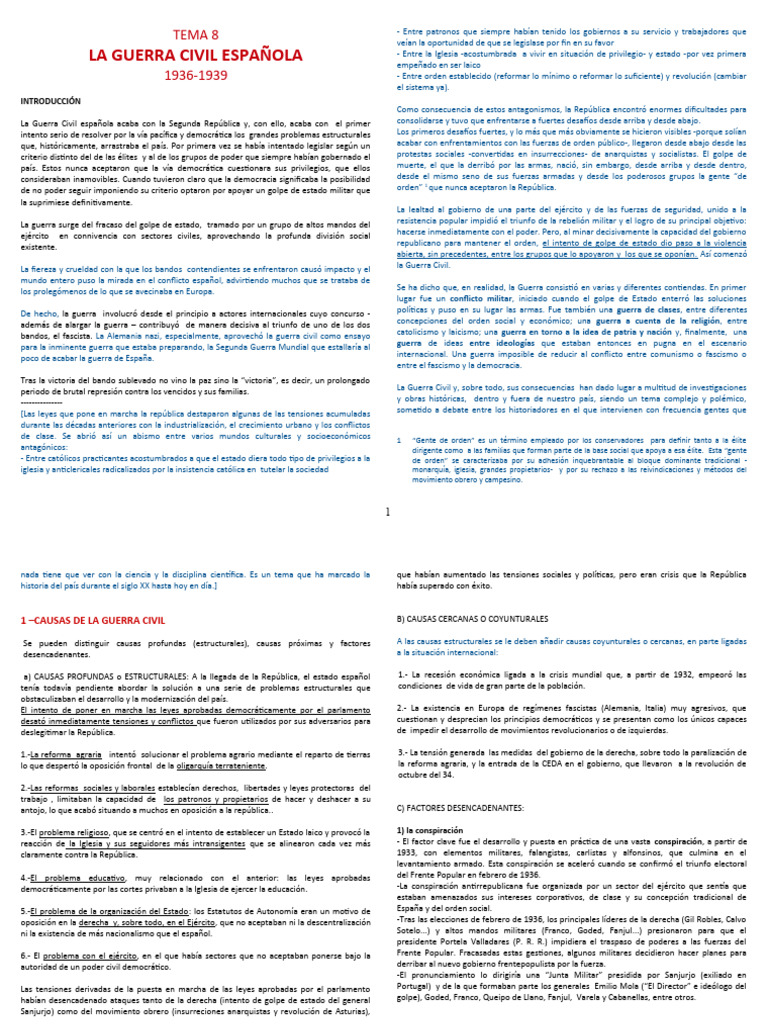 Causas de la Guerra Civil Española | PDF | guerra civil Española ...