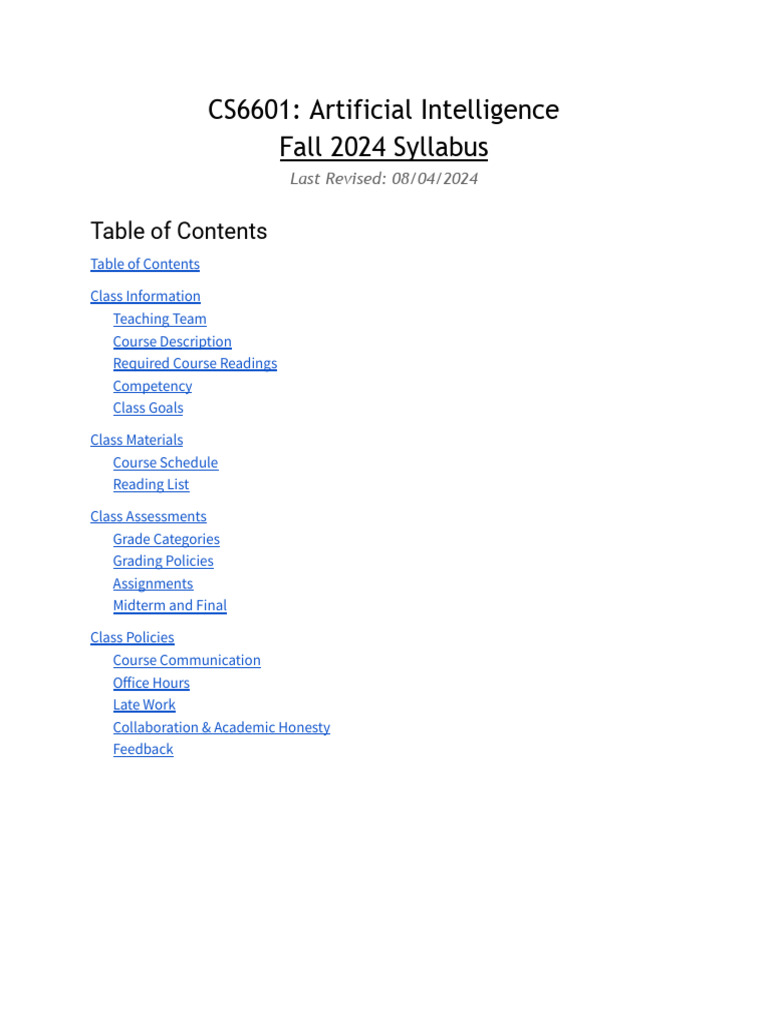 CS 6601 2024-3 | PDF | Artificial Intelligence | Intelligence (AI) & Semantics