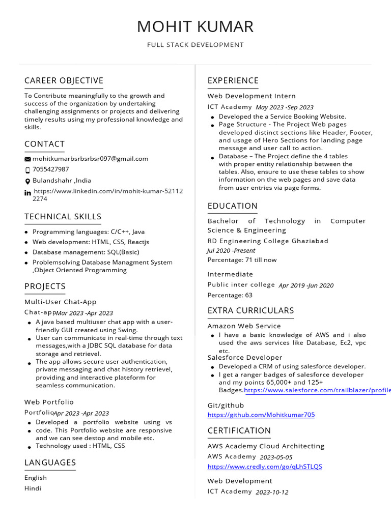 Mohit CV | PDF | Databases | Web Development