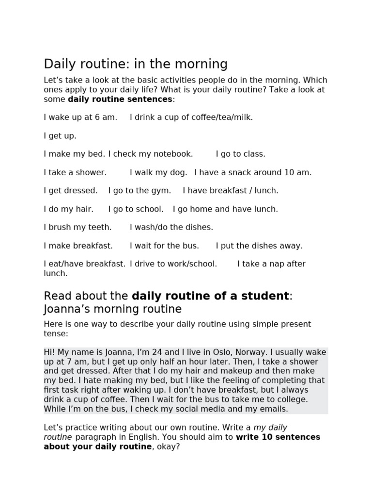 Daily Routine Vocabylary Phrases | PDF | Language Arts & Discipline ...